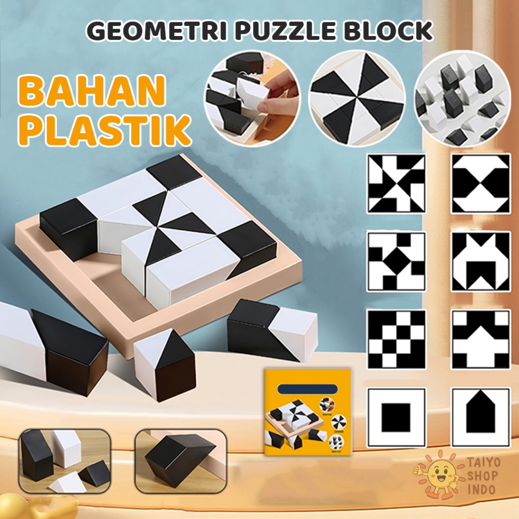Jual TAIYO Geometri Puzzle Block Game Kayu Plastik Permainan Asah Otak ...