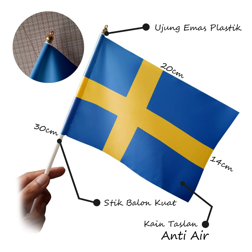 Jual Nazhifa Printing - Bendera Swedia (Sweden) Kecil, Bendera Tangan ...