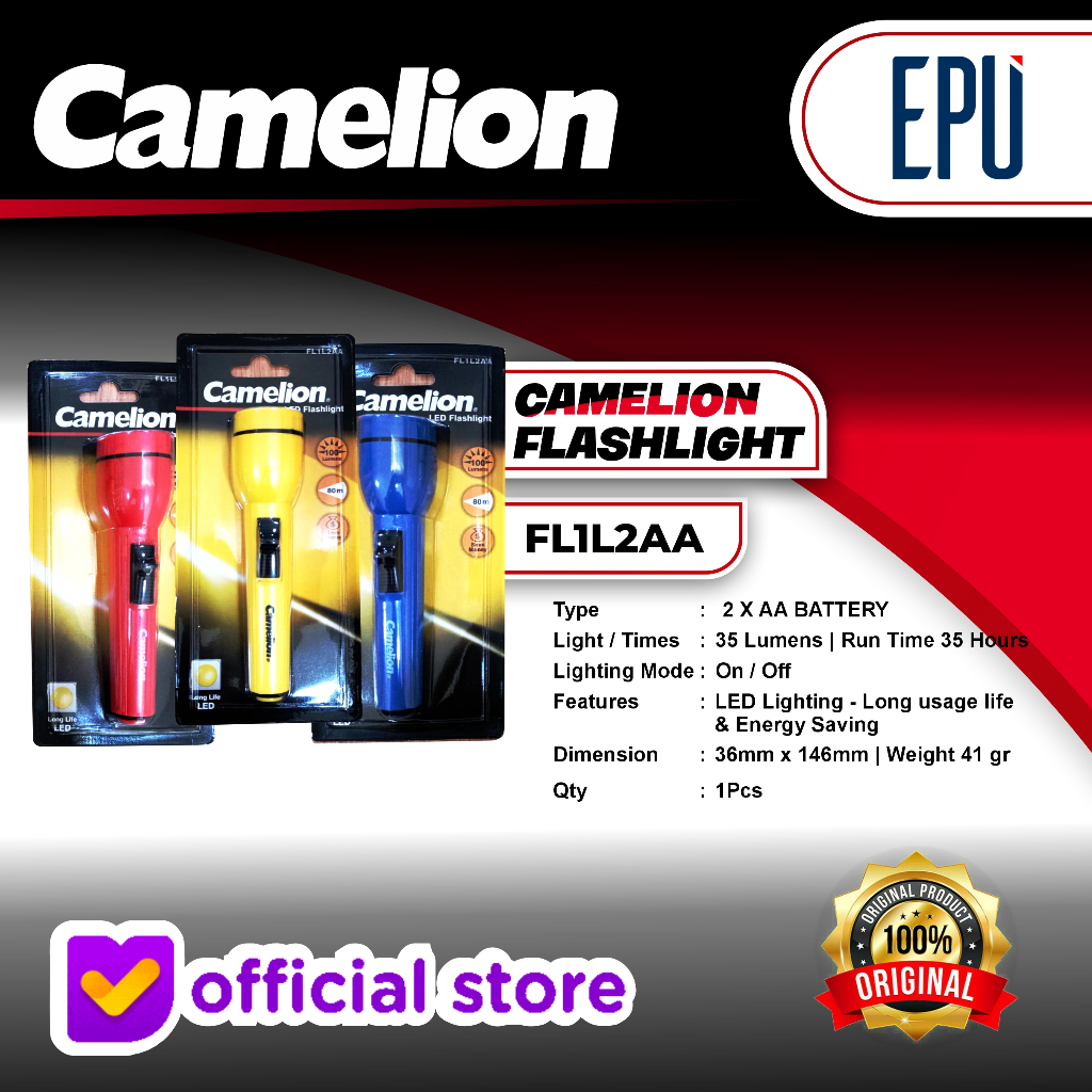 Jual Camelion FL1L Senter LED Flashlight 2 X AA Hemat Energi Tahan Lama ...