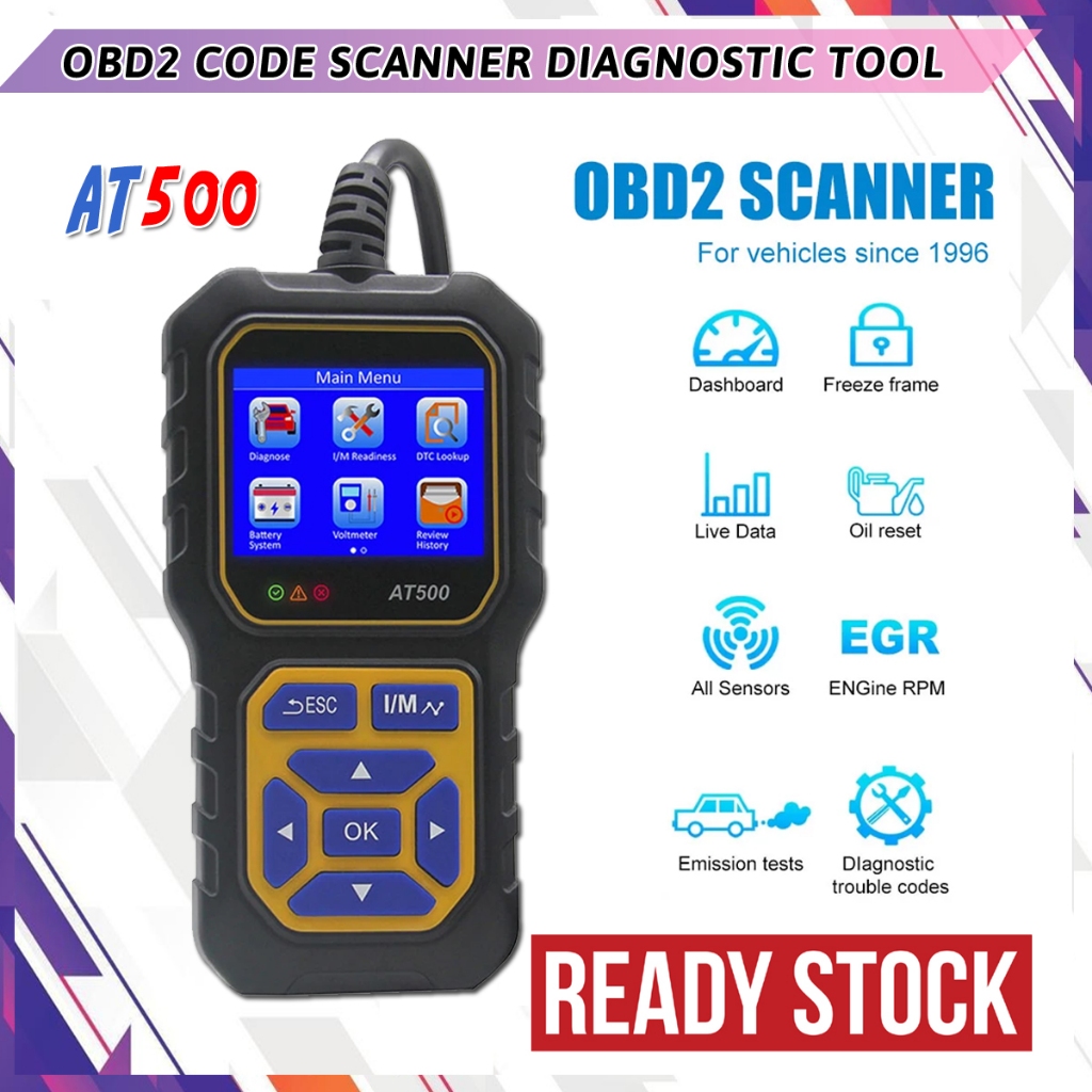 Jual OBD2 Scanner Mobil AT500 AT300 Pembaca Kode Diagnostic OBD 2 AT ...