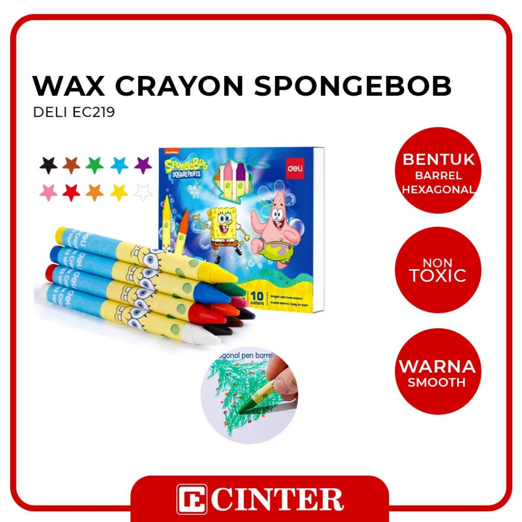 Jual DELI - WAX CRAYON / CAT CRAYON EC219 WARNA EDISI SPONGEBOB | Shopee Indonesia