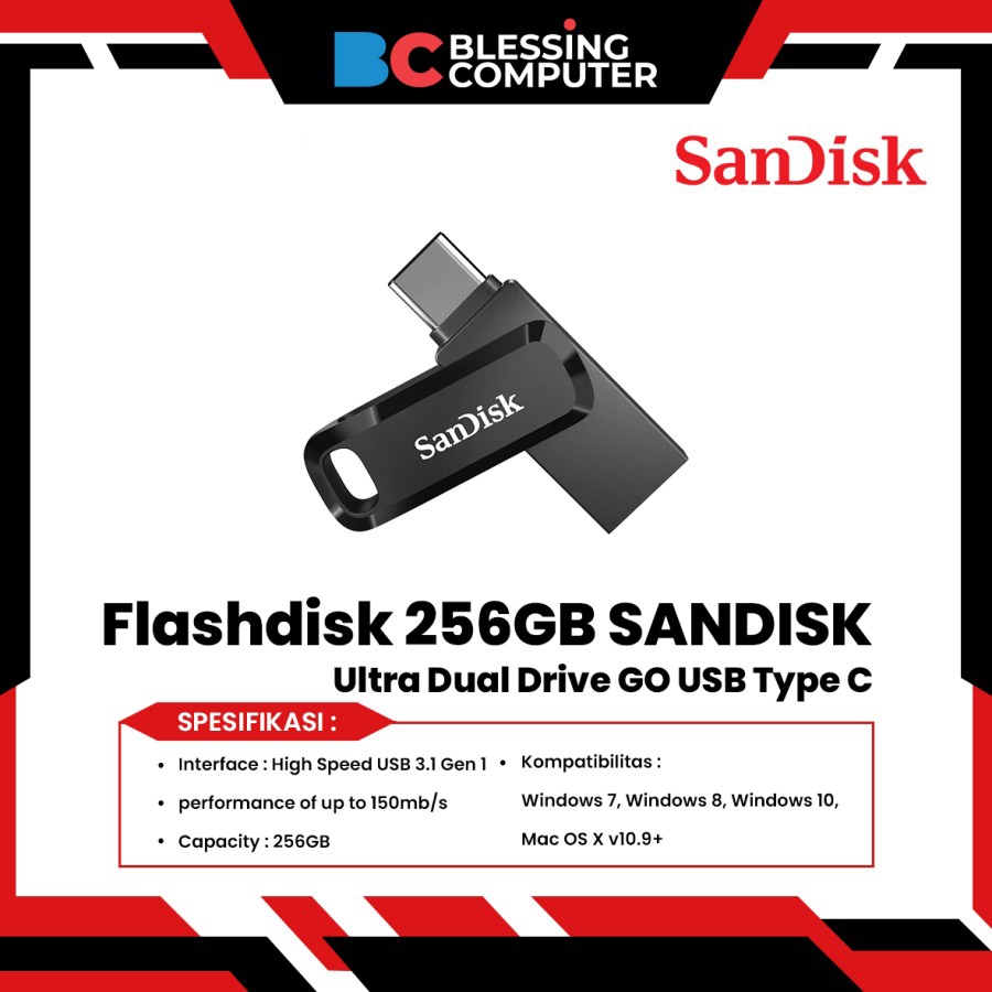 Jual Flashdisk 256GB SANDISK Ultra Dual Drive GO USB Type C SDDDC3 256G ...