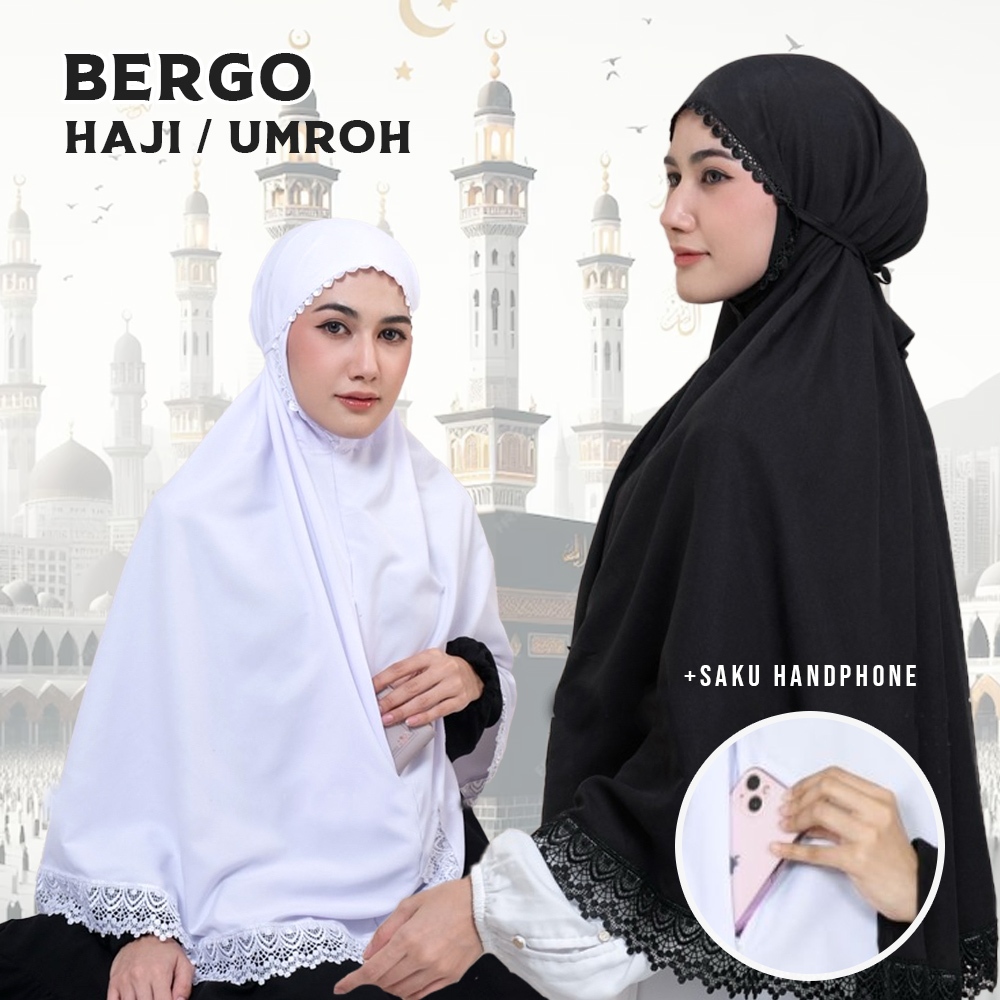 Jual Hijab Bergo Haji Umroh - Jilbab Khimar Kerudung Syari Jumbo Hitam Putih Umrah | Shopee ...