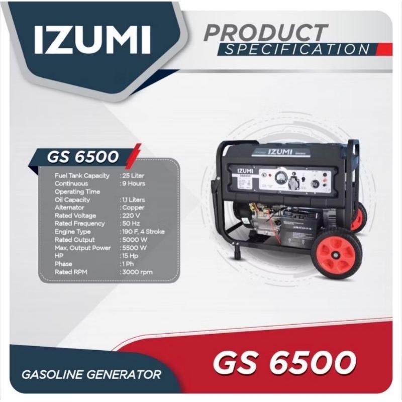 Jual Genset izumi 5000 Watt GS 6500 Gulungan Tembaga | Shopee Indonesia