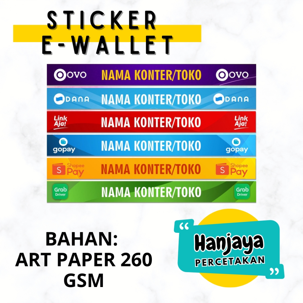 Jual HANJAYA PERCETAKAN - STICKER E-WALLET | STICKER ETALASE TOKO ...