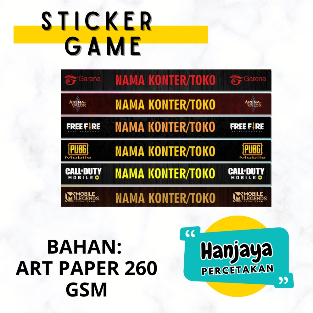 Jual HANJAYA PERCETAKAN - STICKER ETALASE GAME | STICKER ETALASE TOKO ...