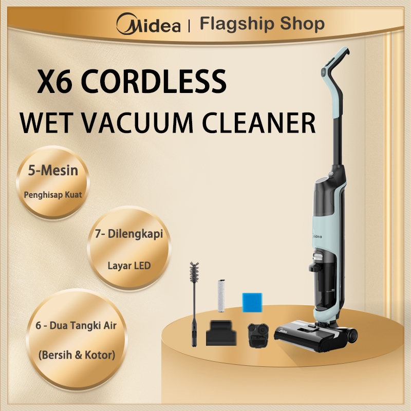 Jual Wet Dry Cordless Stick Vacuum Cleaner Midea MWD-X6 Floor Washer ...