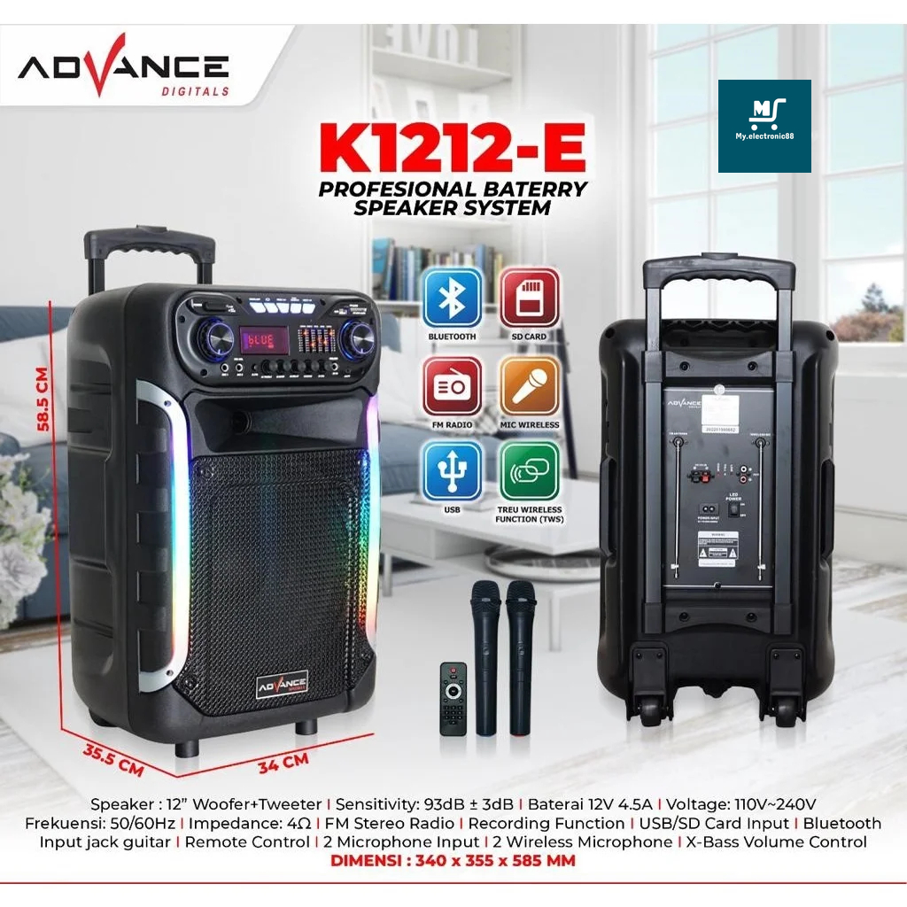 Jual SPEAKER ADVANCE 2 MIC 12' (K1212 E) | Shopee Indonesia