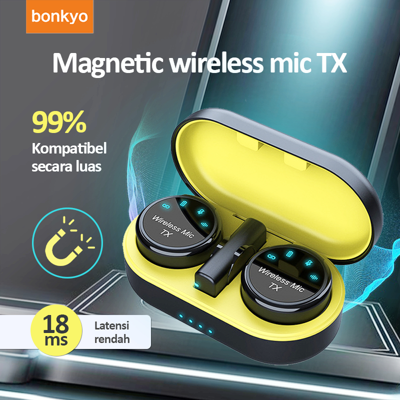 Jual Bonkyo Wireless Clip on Mic Microphone Dual Mikrofon Wireless ...