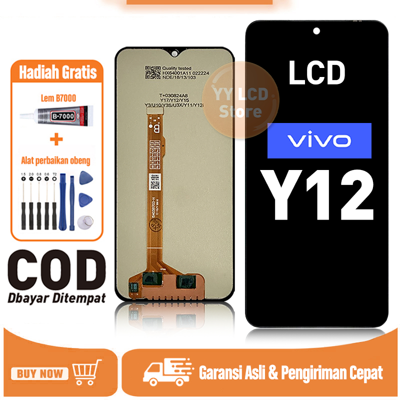 Jual LCD VIVO Y12 Original COD TOUCHSCREEN Fullset Crown Murah Compatible For Glass Touch Screen ...