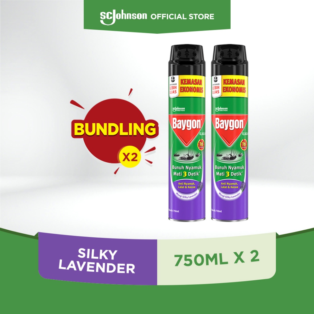 Jual Baygon Aerosol Silky Lavender 750ml X2 | Shopee Indonesia