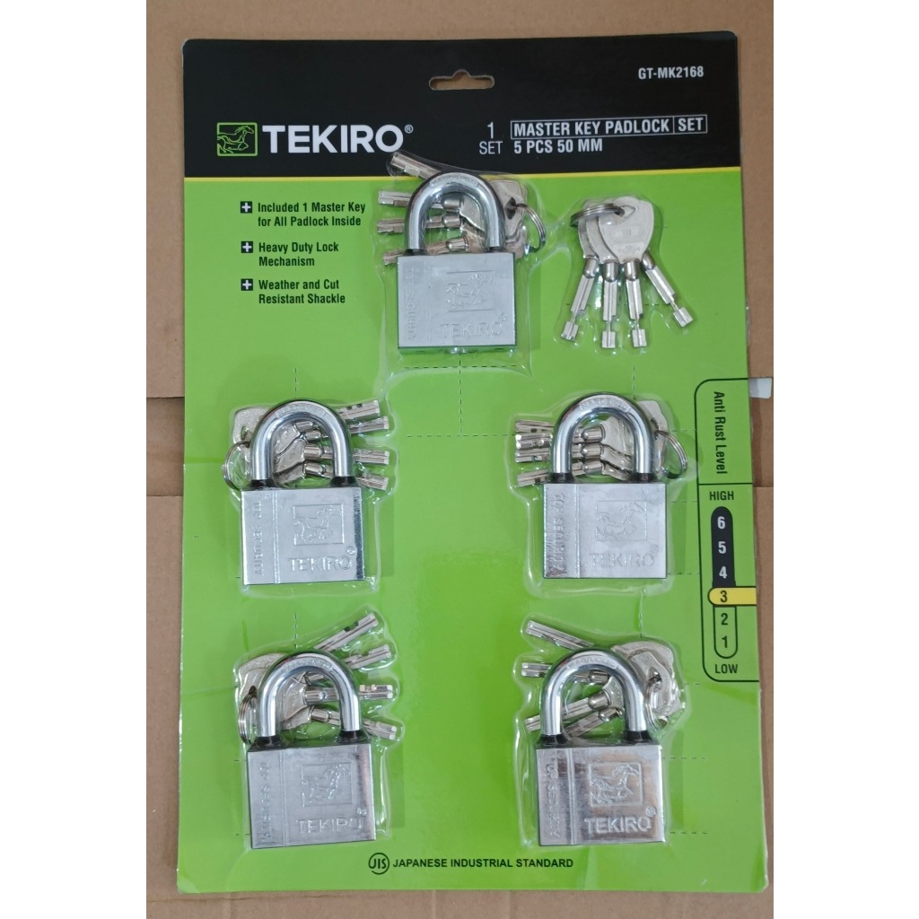 Jual TEKIRO GT-MK2168 GEMBOK MASTER KEY SET 5 PCS UK. 50 MM | Shopee ...