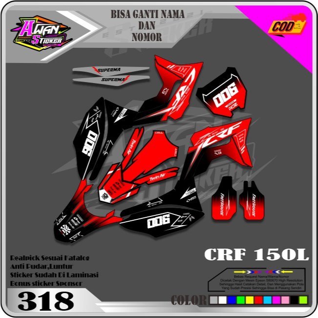 Jual 318 Awan Decal stiker full body Honda CRF 150 L Motif Warna ...