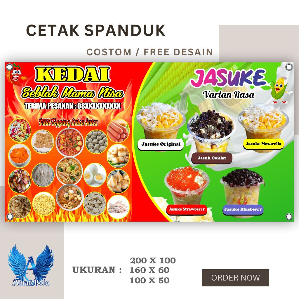Jual Cetak Banner Cetak Spanduk SEBLAK JASUKE MODEL BARU BISA REQUEST ...
