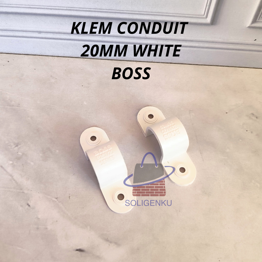 Jual BOSS Klem Pipa Conduit 10 PCS / Klem Pipa 20MM Putih 10 PCS ...