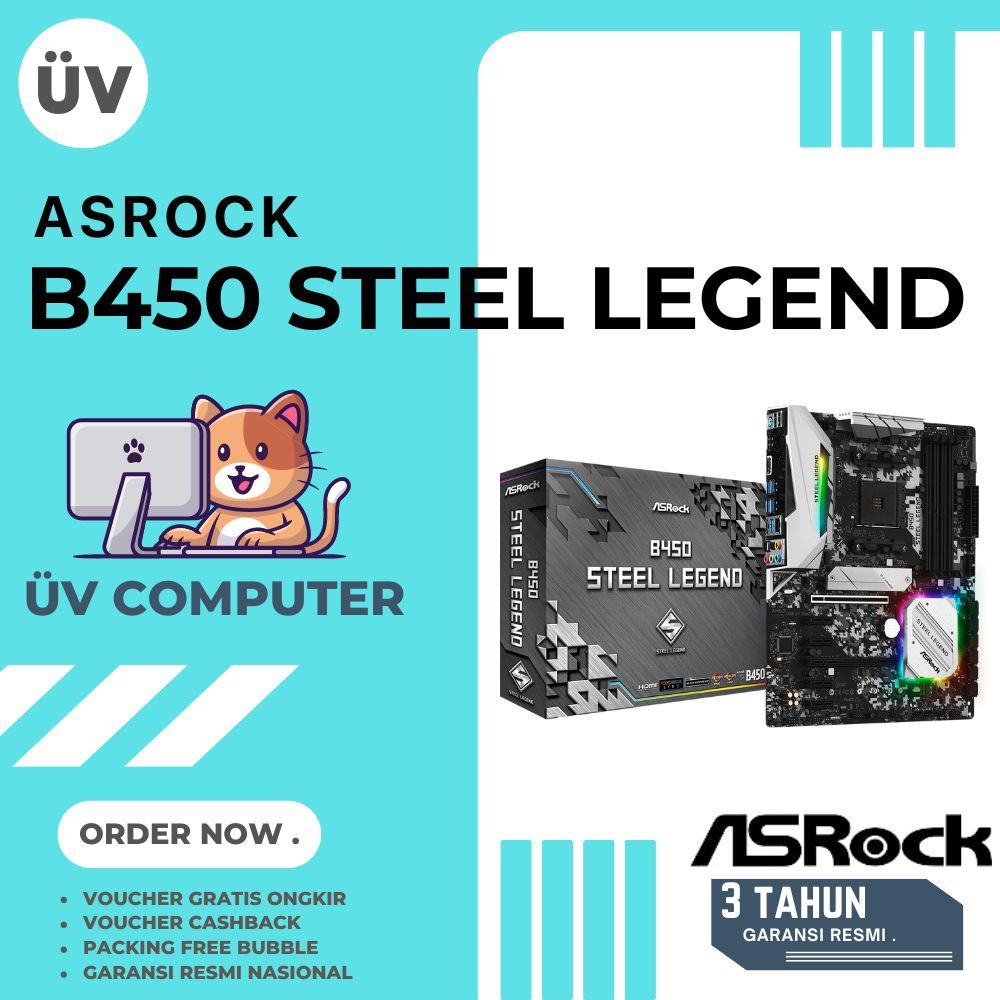Jual Motherboard Intel Mobo Asrock B450 Steel Legend DDR4 AM4 Micro M ...