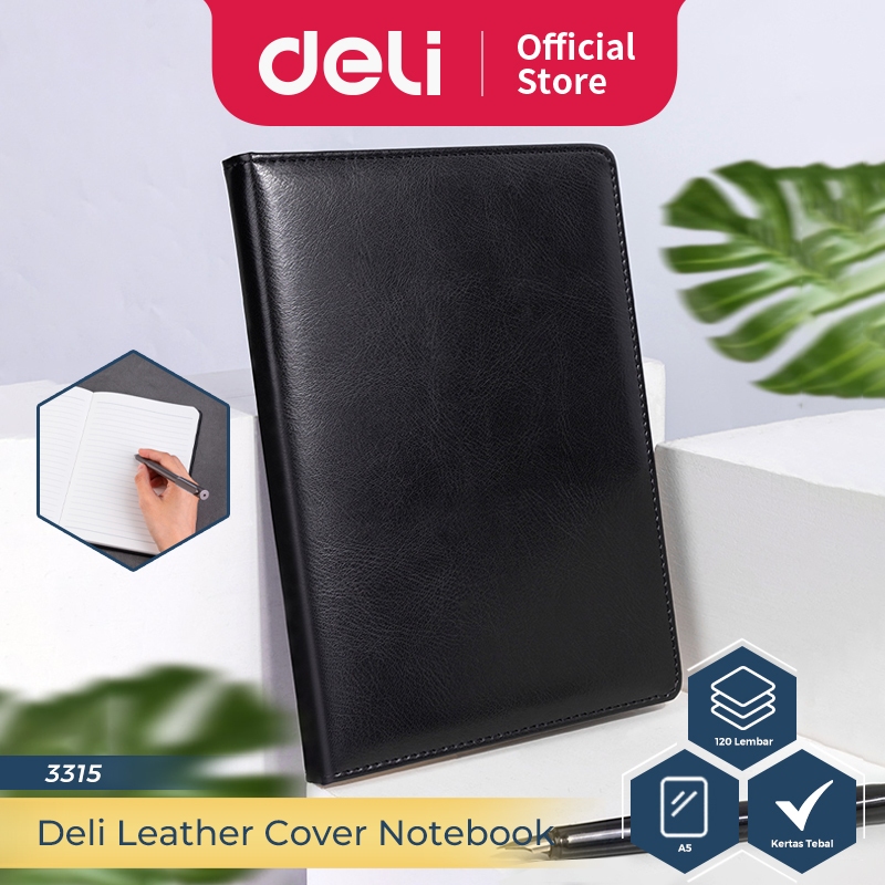 Jual Deli Buku Catatan Sampul Kulit / Leather Cover Notebook A5 120 ...