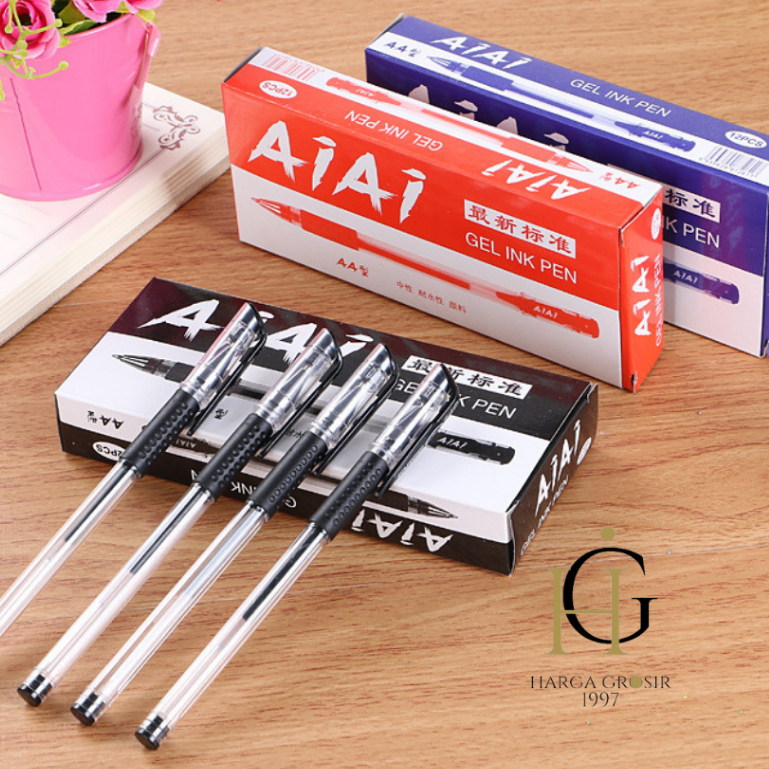 Jual Pulpen mimi hitam biru merah gel pen mimi isi 12 pcs pen pulpen ...