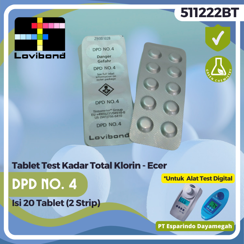 Jual Refill Tablet Test Kit Total Chlorine Photometer Merk Lovibond DPD ...