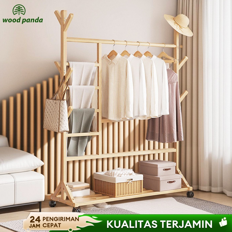 Jual Stand Hanger Gantungan Baju kayu Gantungan Berdiri Stand Hanger ...