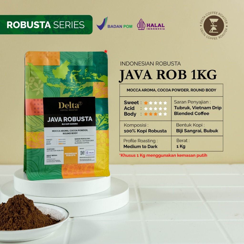 Jual Delta Coffee - Java Robusta Medium to Dark Roast 1 kg | Shopee ...