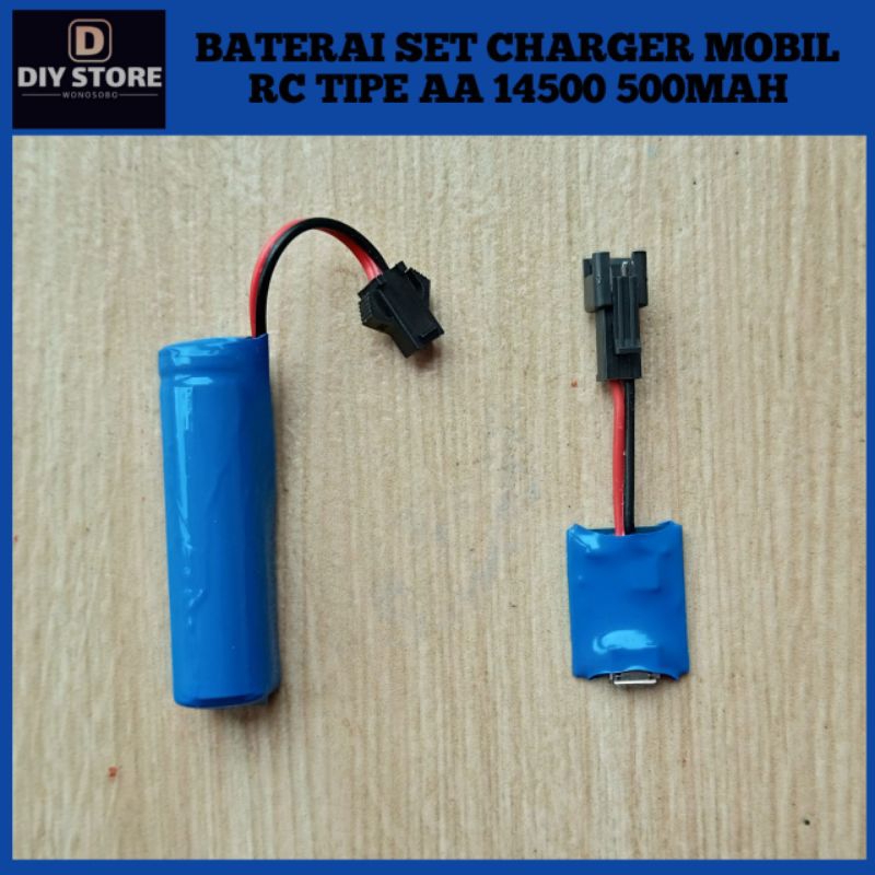 Jual Baterai mobil remote Rc 14500 3.7v 500mah set Charger 1A | Shopee ...