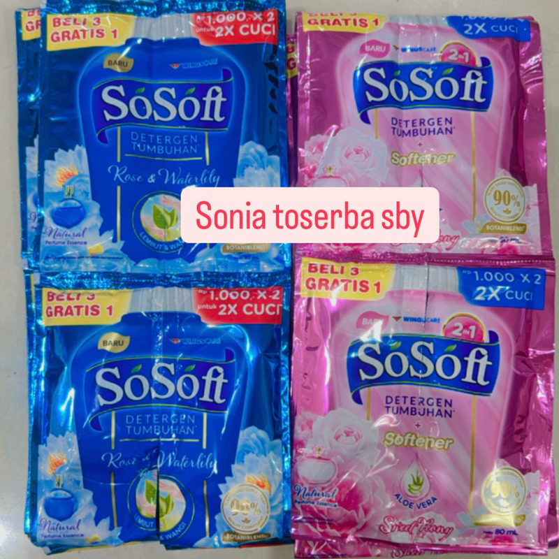 Jual So Soft SOSOFT Detergen Cair Renceng isi 16 Saset | Shopee Indonesia