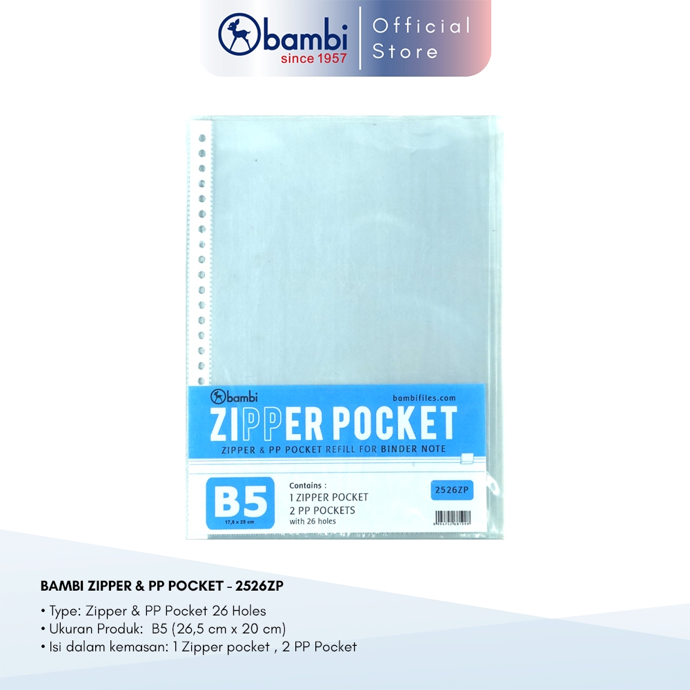 Jual Bambi Document Pocket B5 Isi 2 pcs pocket + 1 Zipper Lembar ...