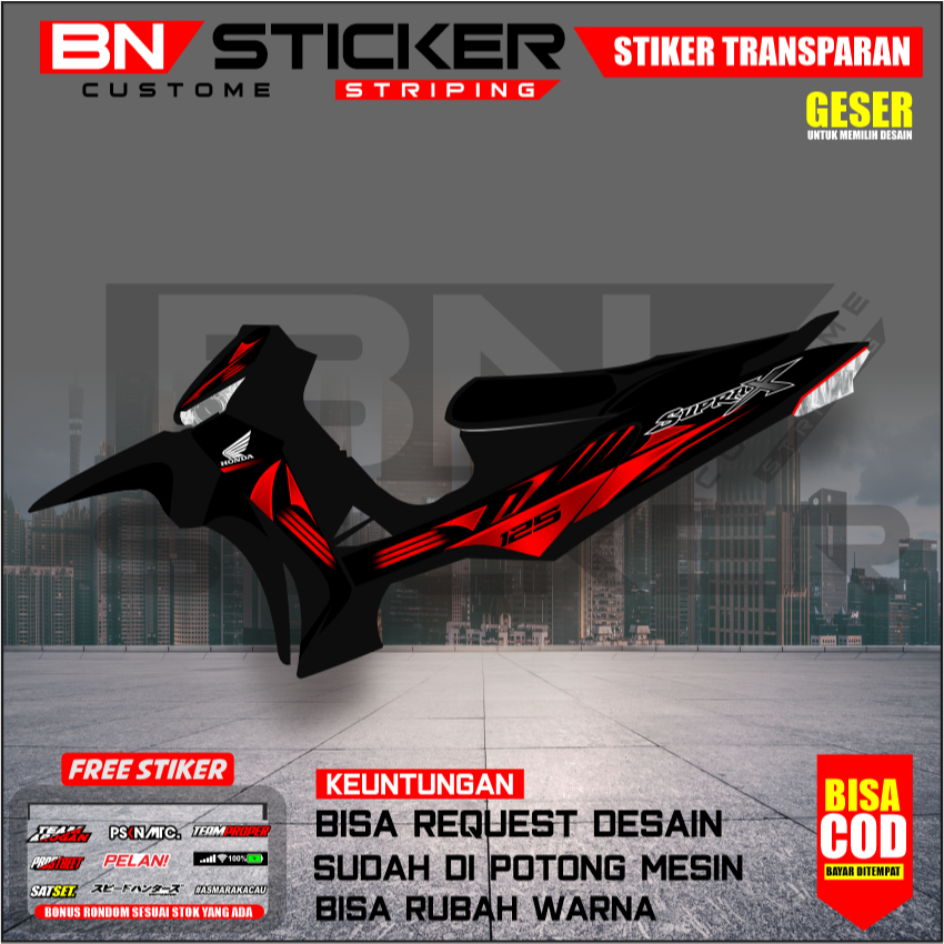 Jual STRIPING DECAL SUPRA X 125 FACELIFT CUSTOM TRANSPARAN STRIPING ...