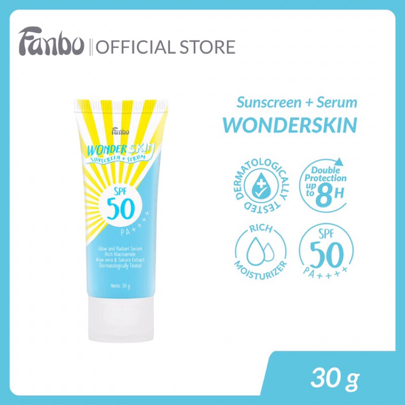 Jual Fanbo Wonder Skin Sunscreen+Serum SPF 50 (30ml) | Shopee Indonesia