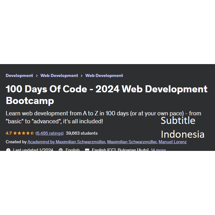 Jual Course 100 Days Code 2024 Web Development Bootcamp | Shopee Indonesia Jual Course 100 Days Code 2024 Web Development Bootcamp | Shopee Indonesia