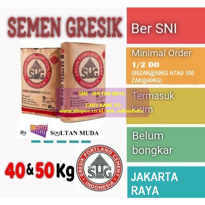 Jual SEMEN GRESIK @50KG/ 40KG (ISI 1/2 DO (80ZAK@50KG ATAU 100ZAK@40KG)) - BELUM BONGKAR ...