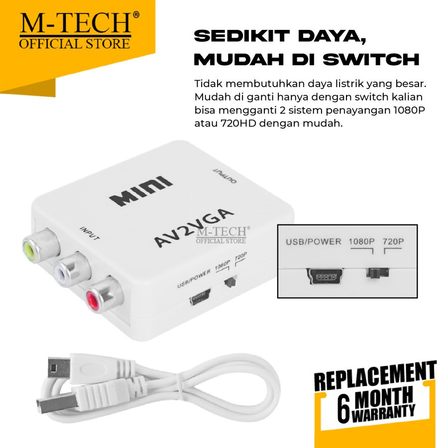 Jual AV RCA 3 to VGA with AUDIO converter box / Converter AV To VGA Box ...