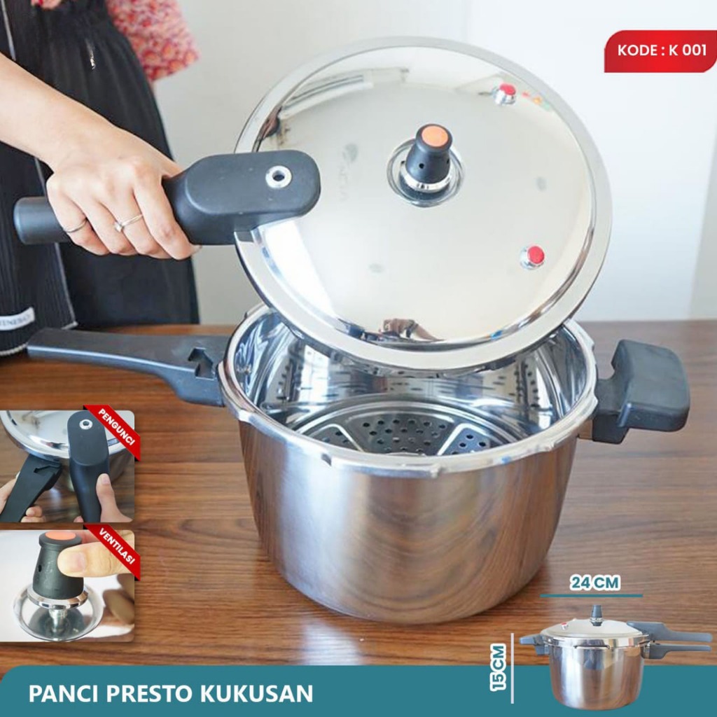 Jual Panci Presto Nonstick Presto Panci Presto Teflon Pressure Cooker Pot Totipotent 3.5 L Anti ...