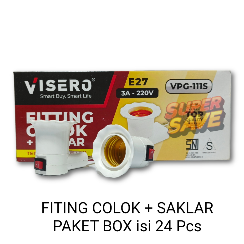 Jual Paket BOX isi 24 Pcs VISERO Fiting Lampu Colok + Saklar ON/OFF | Shopee Indonesia
