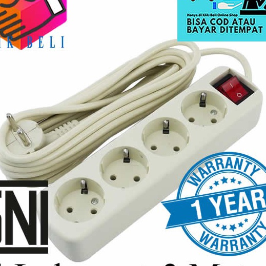 Jual HJ6 Stop 4 Lubang Panjang Kabel 3 Meter Colokan Cok Kabel Listrik SNI Sunfree | Shopee ...
