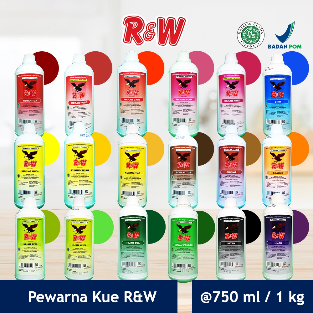 Jual Pewarna Makanan Kue Rajawali R&W RW 750 ml 1 kg | Shopee Indonesia