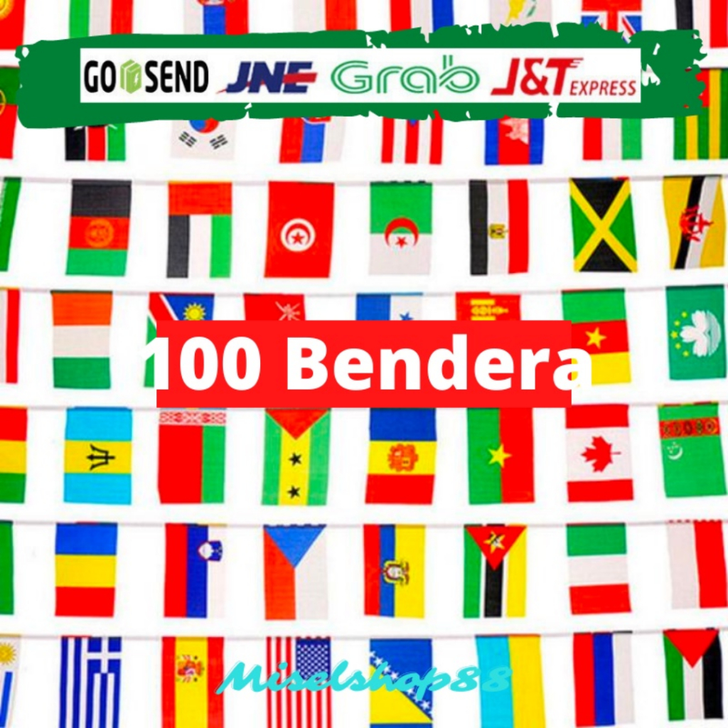 Jual bendera negara renceng kecil 100 country flag upacara pbb ...