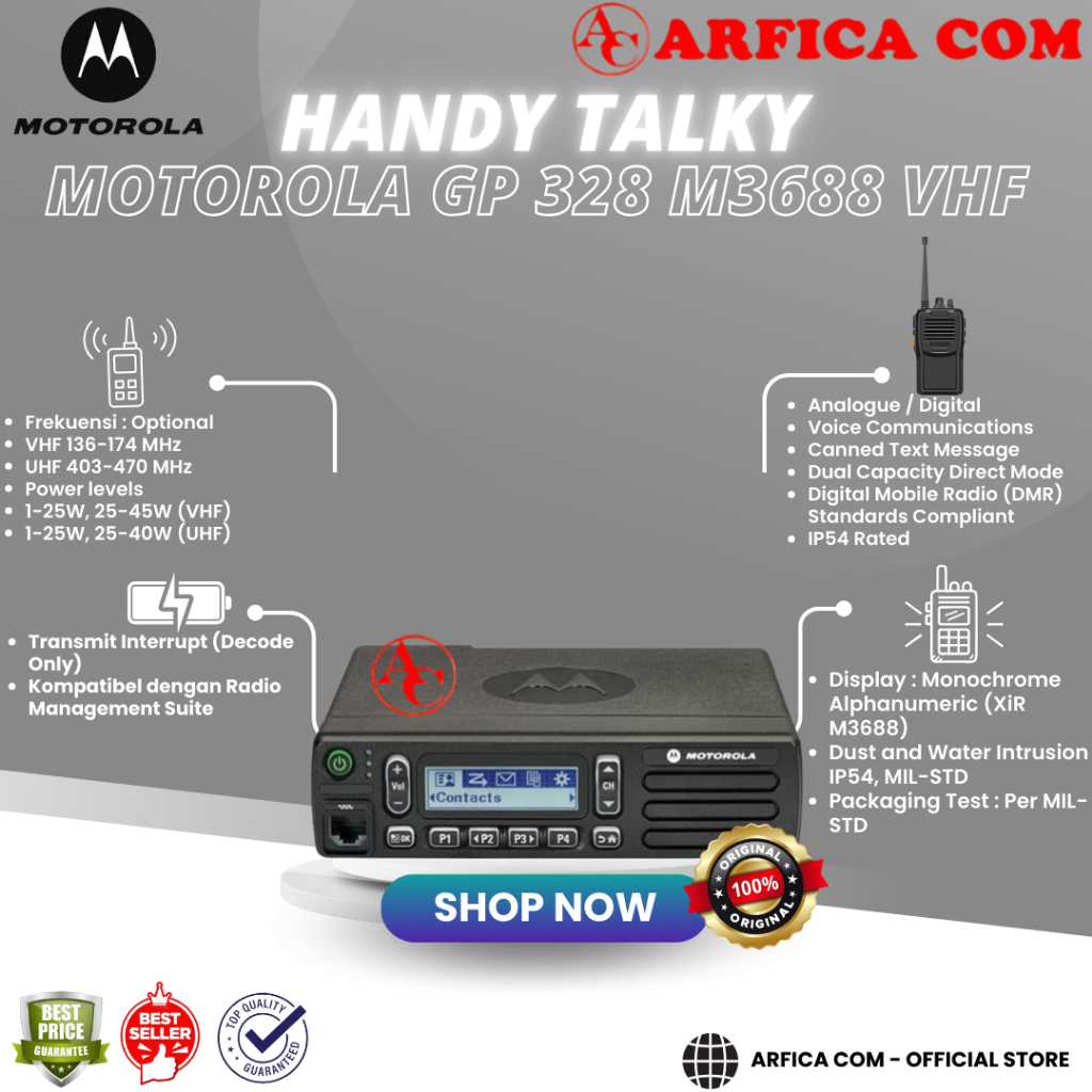 Jual JUAL RADIO RIG MOTTOROLA XIR M3688 3688 VHF 25W DIGITAL ANALOG RESMI | Shopee Indonesia