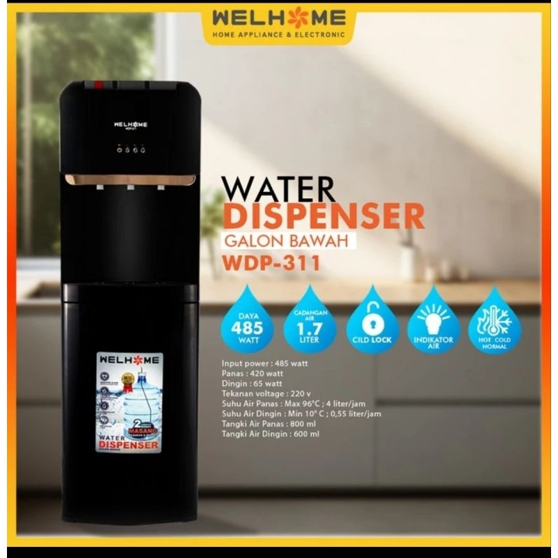Jual Dispenser Galon Bawah 3 Kran WELHOME WDP 311 Panas Normal Dingin ...