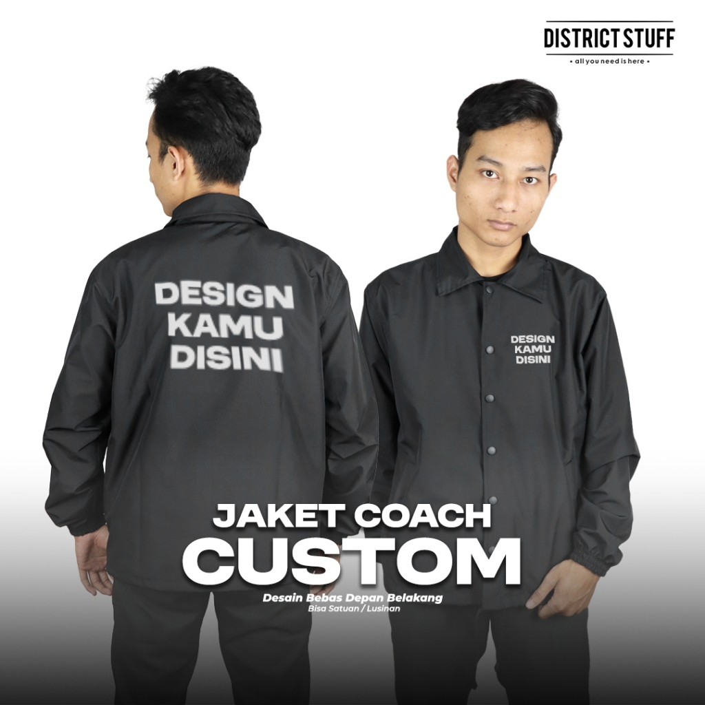 Jual Jaket Coach Custom Sablon DTF Satuan Jaket Parasut Pria Waterproof ...