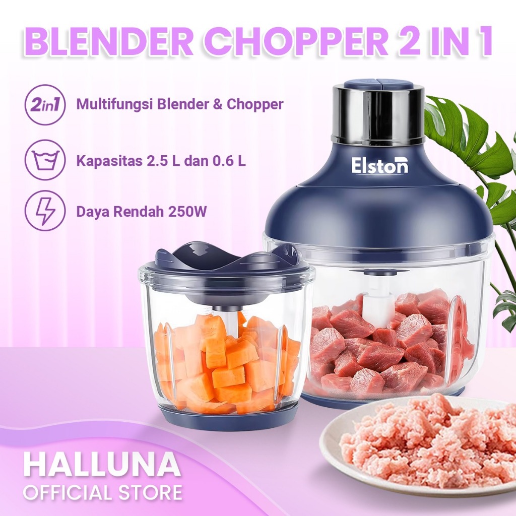 Jual Food Chopper Kaca 2 in 1 Multifungsi Food Processor 2.5 Liter Daya ...