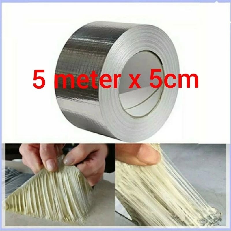 Jual lakban aluminium anti bocor 5 meter lakban waterproof lakban silver lakban anti air Foil ...