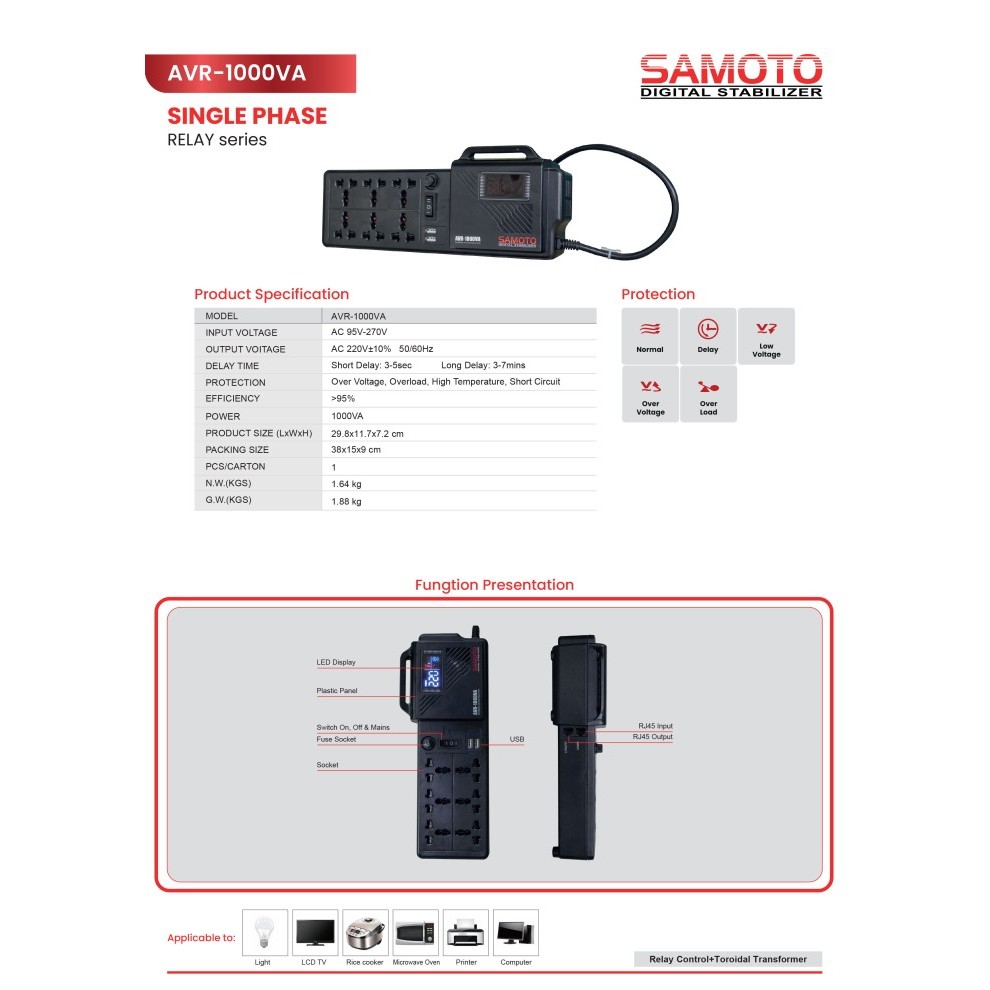 Jual AVR Stabilizer Samoto 1KVA Stabiliser 1000VA Stavol Listrik SMT ...
