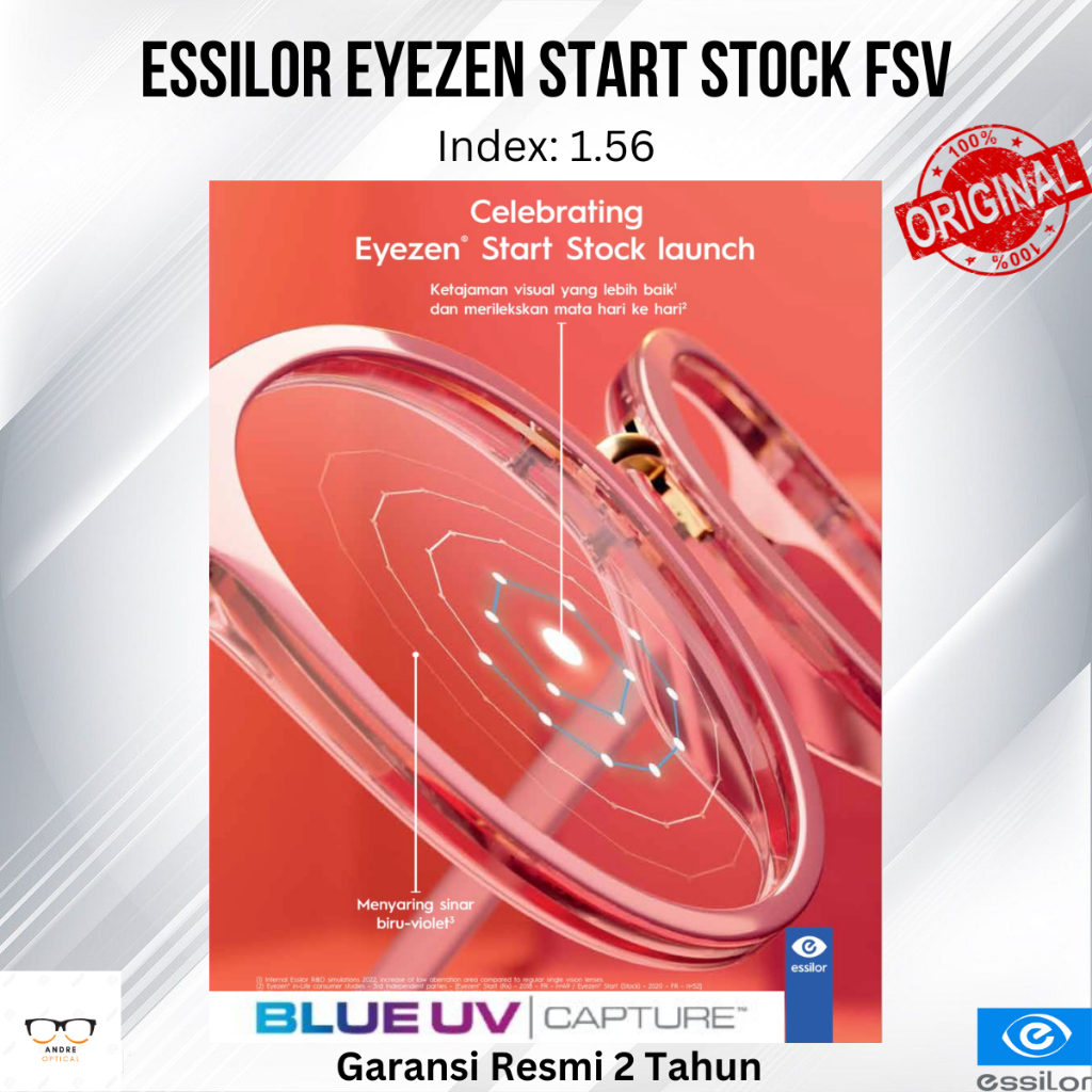 Jual Lensa Kacamata Essilor Eyezen Start Stock SV 1.56 Blue UV Capture ...