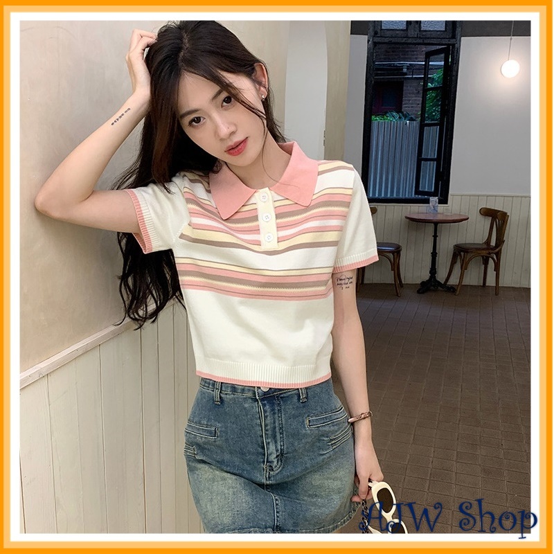 Jual AJW Baju Rajut Lengan Pendek Import Kekinian | Atasan Rajut Import Korean Style HAD ...