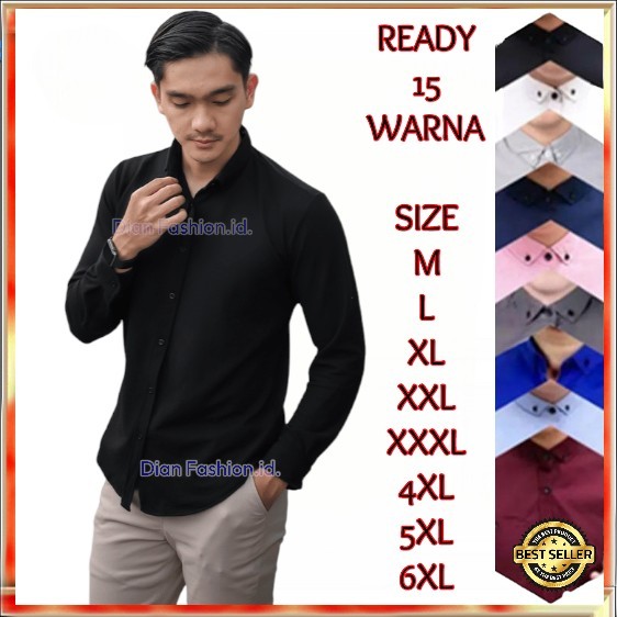 Jual ALJOSMUMET Kemeja Pria Polos Hitam Lengan Panjang Kerja Kantor ...