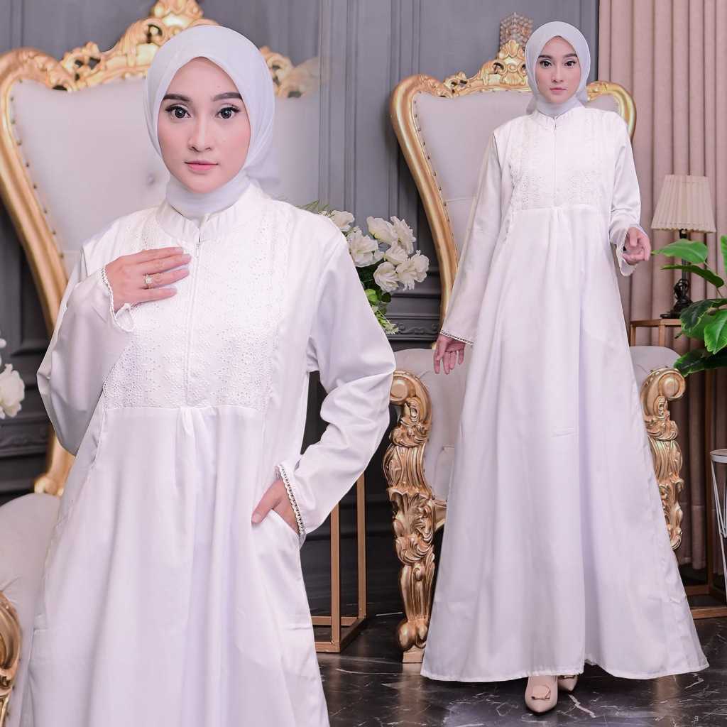 Jual Gamis Ihram Wanita Putih Hitam Umroh Haji / Gamis Hitam Putih ...