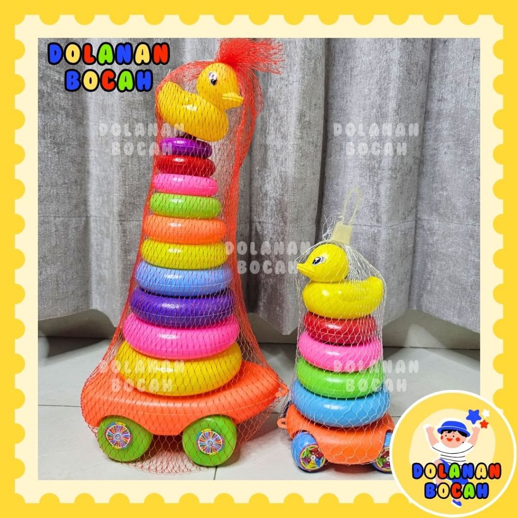 Jual Mainan Bayi Edukasi Sensory Susun Ring Donat Bebek Stacking Donut ...
