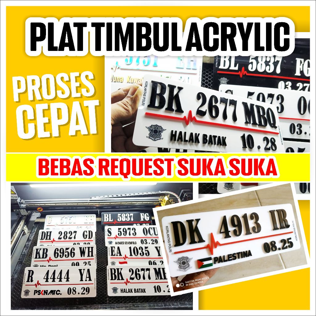 Jual Plat Nomor Motor Timbul acrylic / Plat Motor Custom / Plat Nomor ...